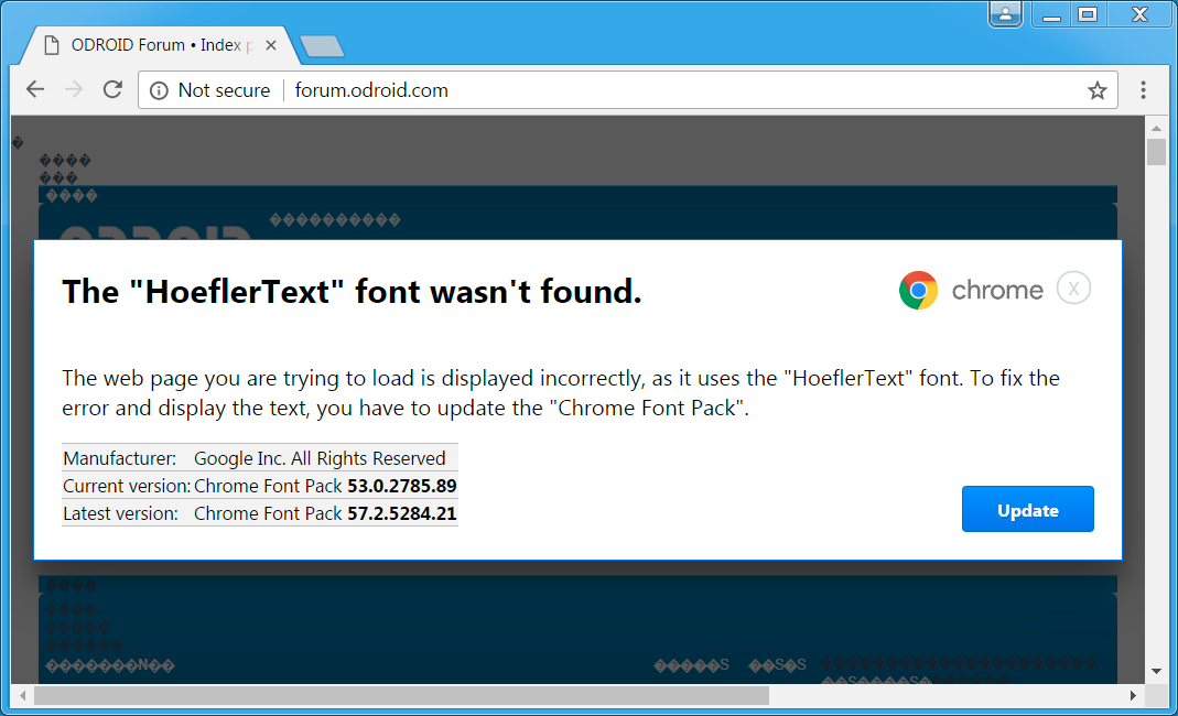 Fake Chrome Font Pack Update Alerts Infecting Visitors with Spora ... Fake Chrome Font Pack Update Alerts Infecting Visitors with Spora ...